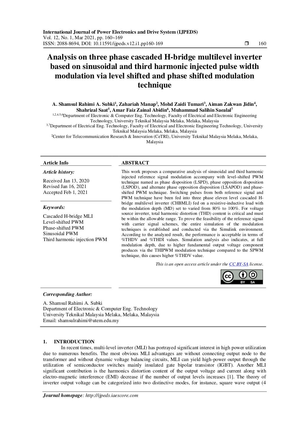 Analysis On Three Phase Cascaded H Bridge Multilevel Inverter Based On Sinusoidal And Third 
