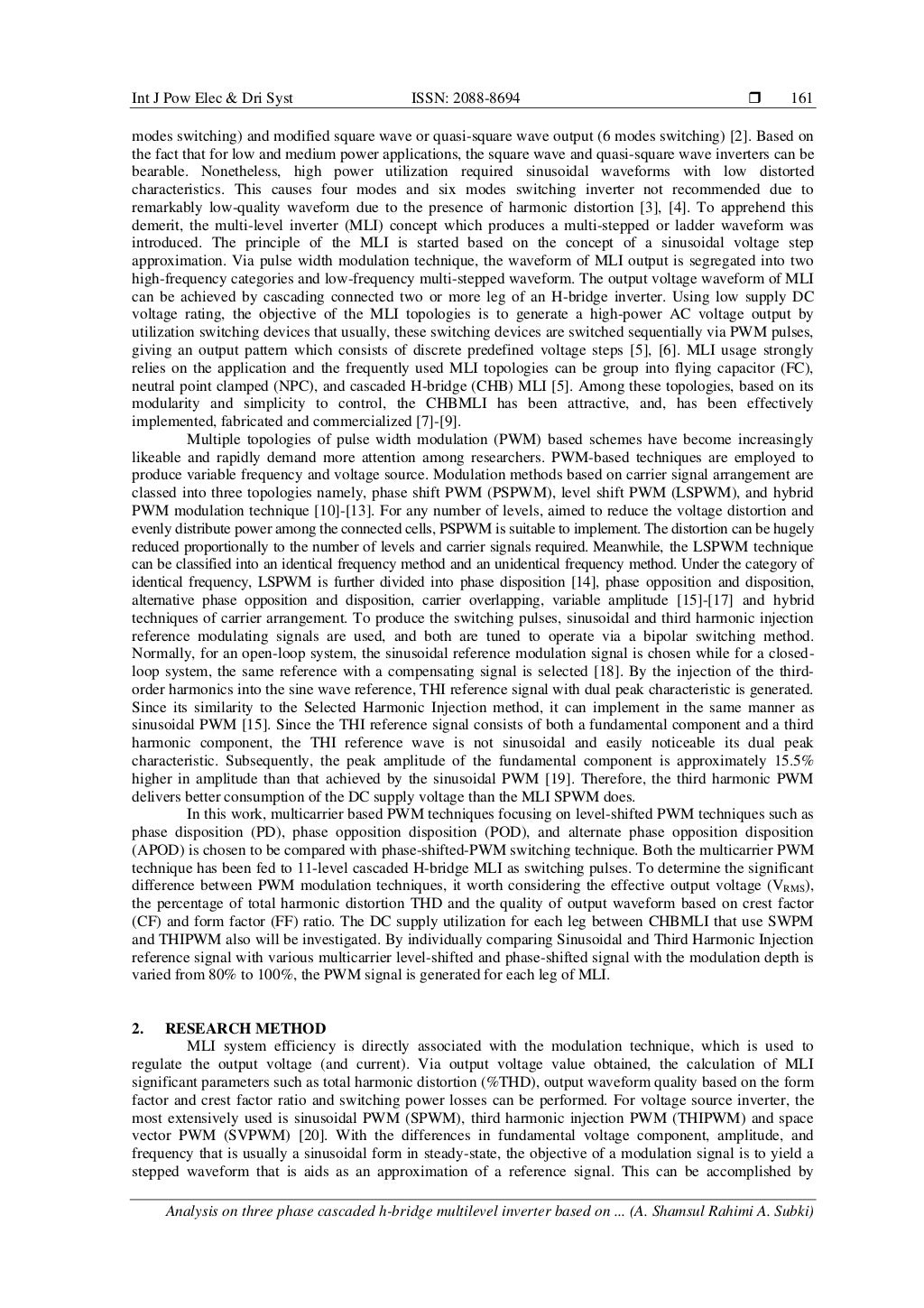 Analysis On Three Phase Cascaded H Bridge Multilevel Inverter Based On Sinusoidal And Third