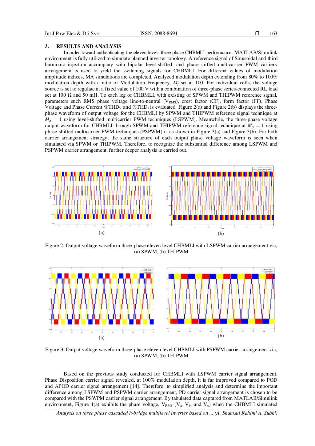 Analysis on three phase cascaded H-bridge multilevel inverter based on sinusoidal and third ...