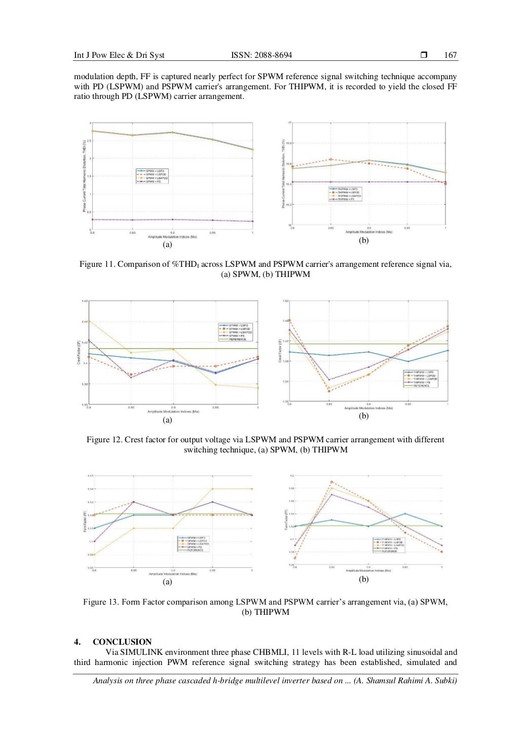 Analysis on three phase cascaded H-bridge multilevel inverter based on sinusoidal and third ...