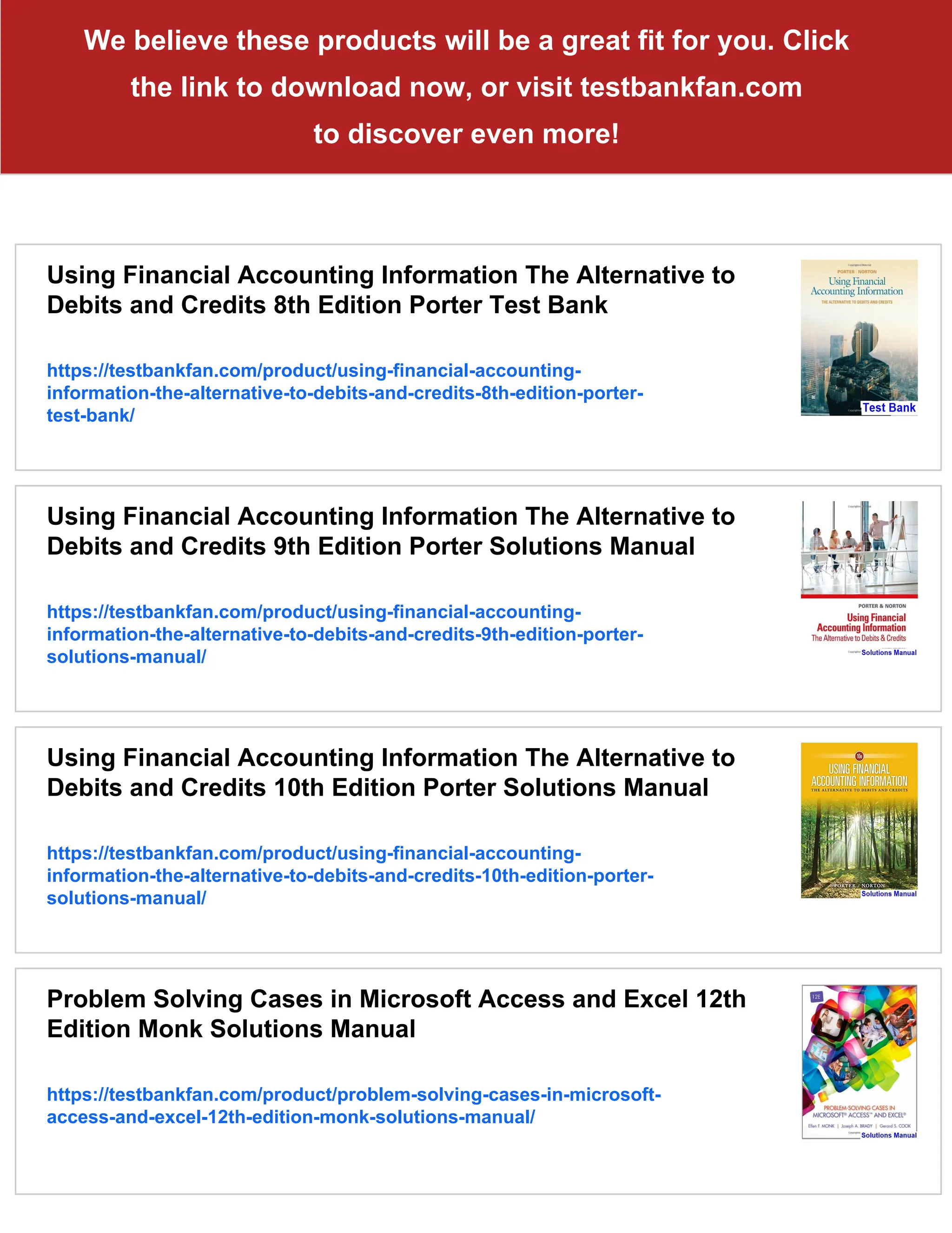 Using Financial Accounting Information The Alternative to Debits and Credits 8th Edition Porter ...