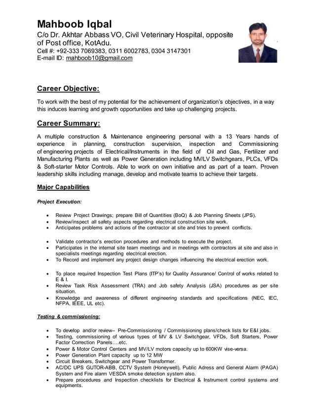 CV Mahboob Updated 24.10.15 | Civil Engineering Industry | Industries