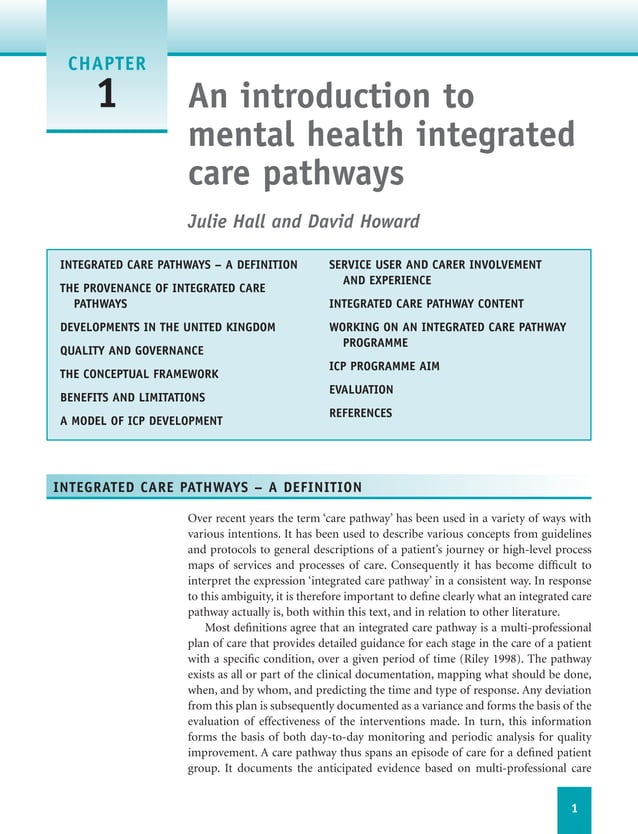 Integrated Care Pathways In Mental Health Julie Hall David Howard | PDF