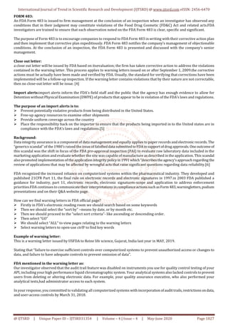 A Perspective Study of Warning Letters on Data Integrity Issued by FDA ...