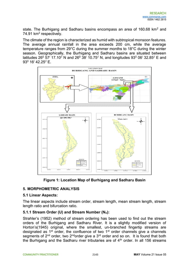 MORPHOMETRIC ANALYSIS OF BURHIGANG AND SADHARU RIVER BASIN WITH THE APPLICATION OF GEOGRAPHICAL ...