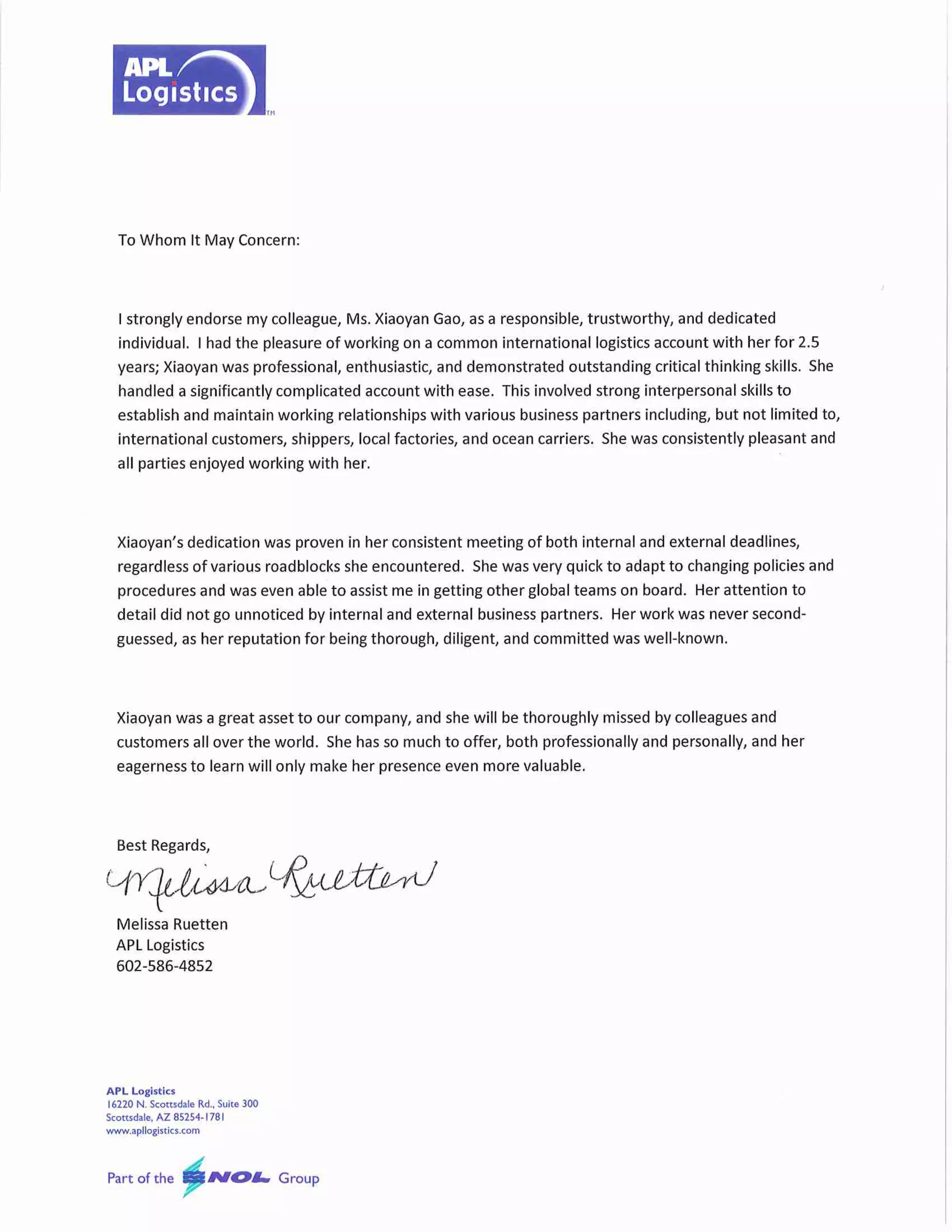 Recommendation Letter--APLL | PDF