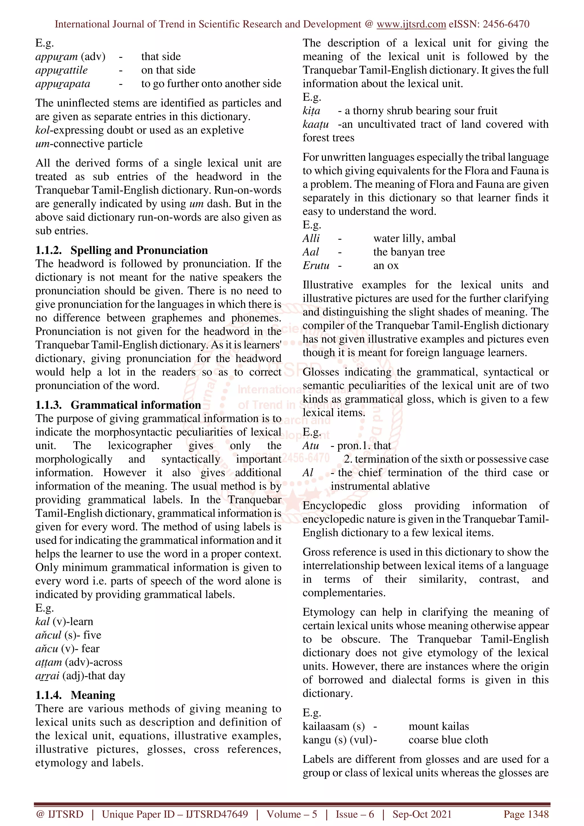 Lexicographical Techniques Adopted in Tranquebar Tamil-English ...
