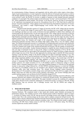 Modeling of single phase off-grid inverter for small standalone system applications | PDF