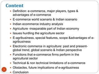 Use of E-commerce In Agriculture Sector:scope And Challenges. | PPT