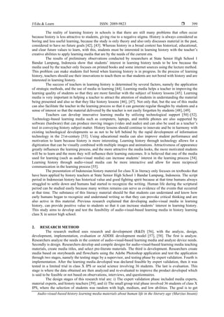Audio-visual-based history learning media materials about human life in ...