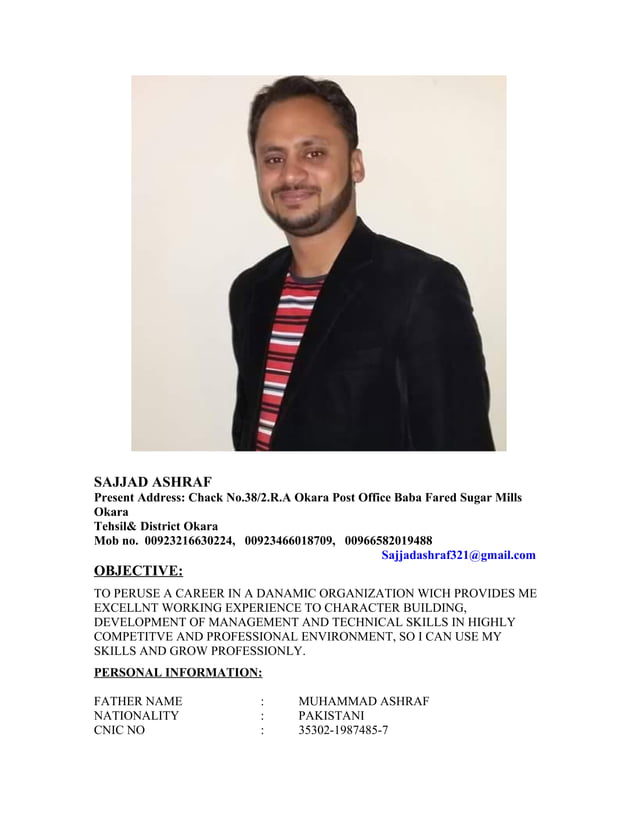 Manager c.v sajjad | DOC | Civil Engineering Industry | Industries