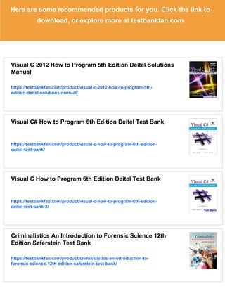 Visual C 2012 How to Program 5th Edition Deitel Test Bank | PDF