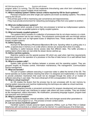 MC 7204 OS Question Bank with Answer | PDF