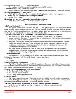 MC 7204 OS Question Bank with Answer | PDF