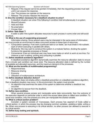 MC 7204 OS Question Bank with Answer | PDF