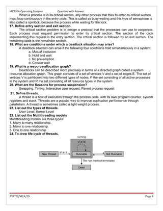 MC 7204 OS Question Bank with Answer | PDF