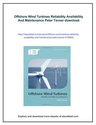 Offshore Wind Turbines Reliability Availability And Maintenance Peter ...