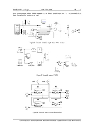 Simulation model of single phase PWM inverter by using MATLAB/Simulink | PDF