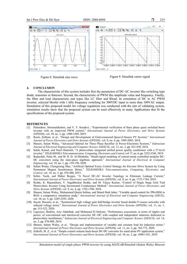 Simulation model of single phase PWM inverter by using MATLAB/Simulink | PDF