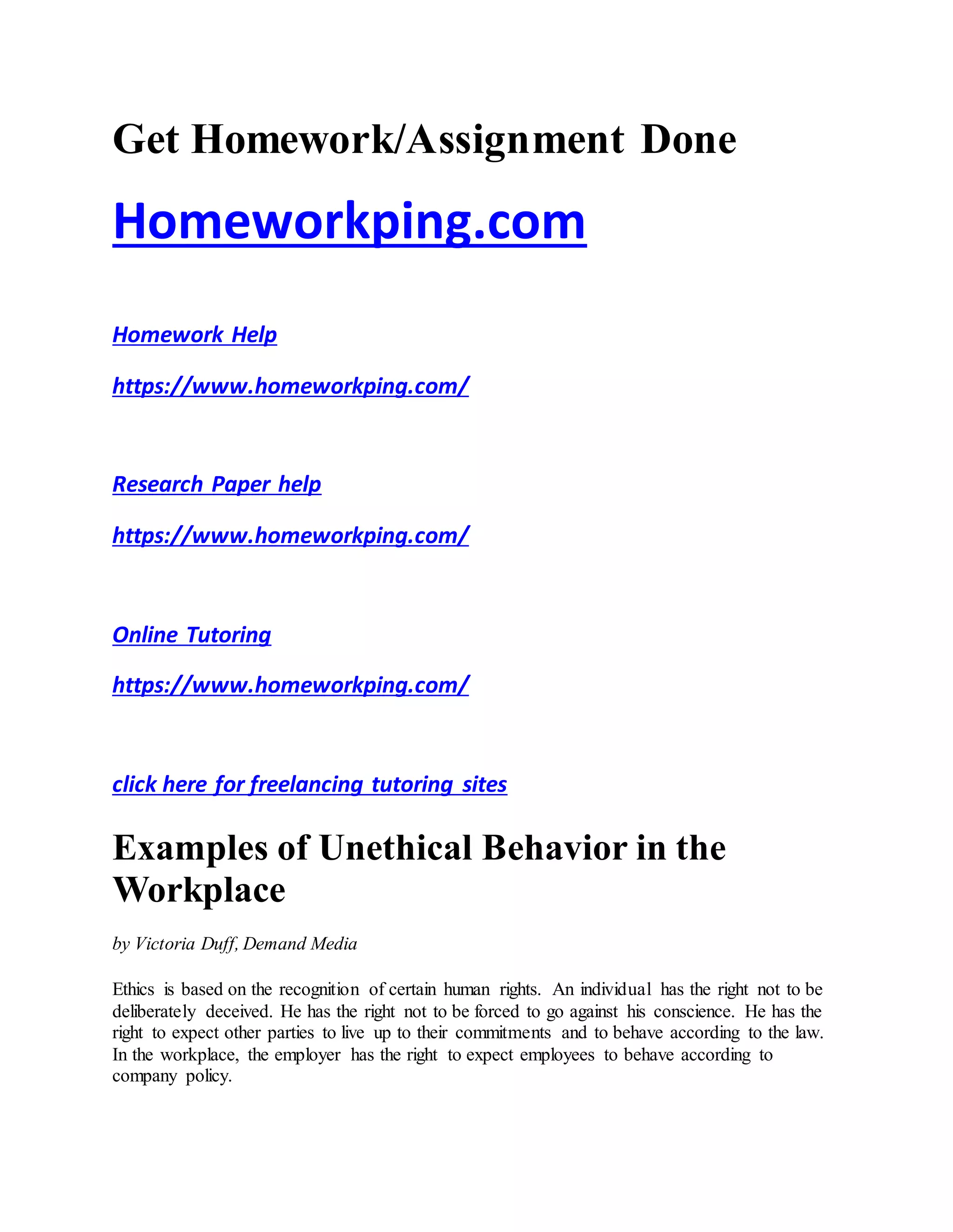 207492751 examples-of-unethical-behavior-in-the-workplace | DOCX