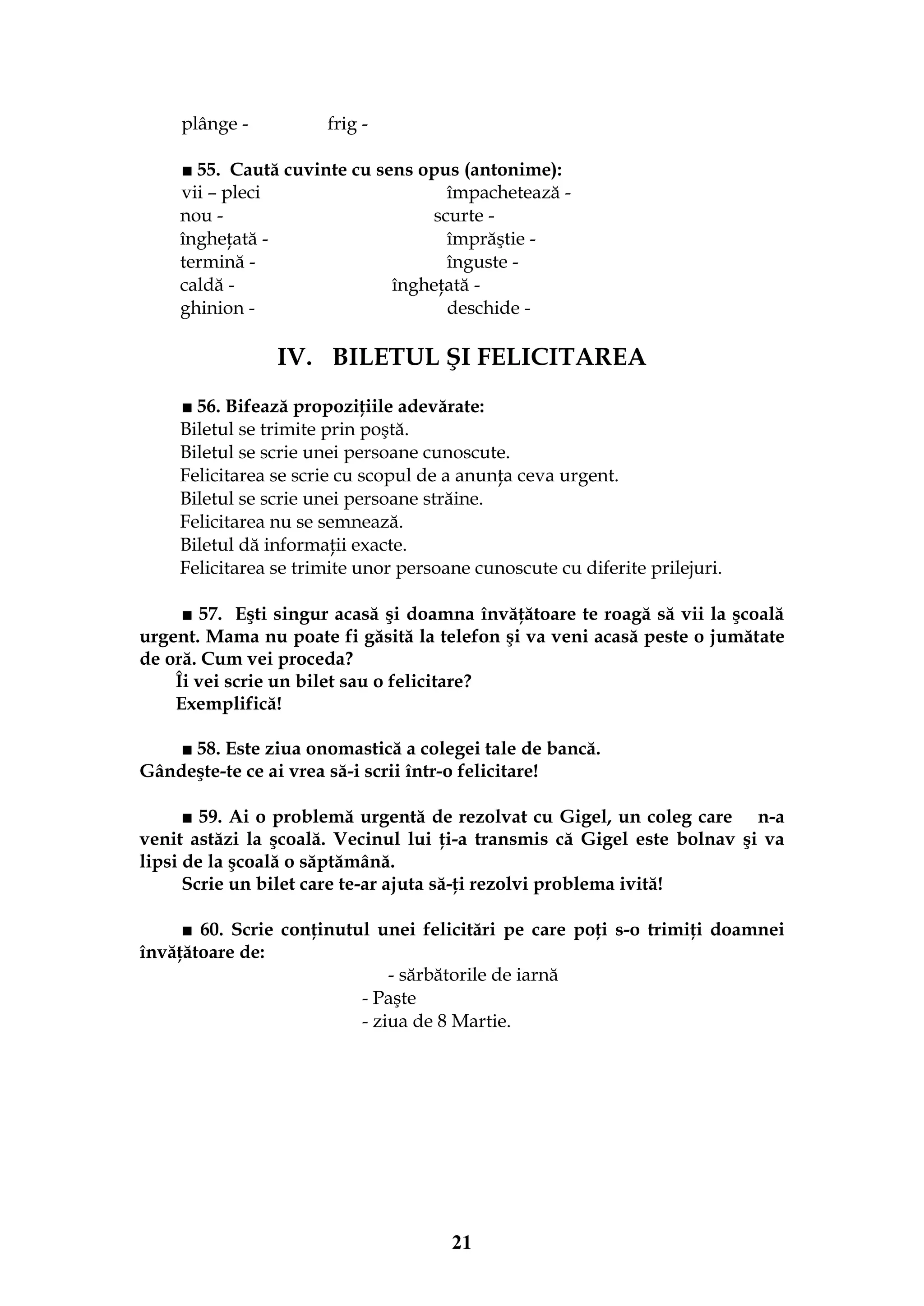 207518018 exercitii-gramaticale-clasele-ii-iv | PDF