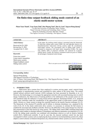 On finite-time output feedback sliding mode control of an elastic multi-motor system | PDF