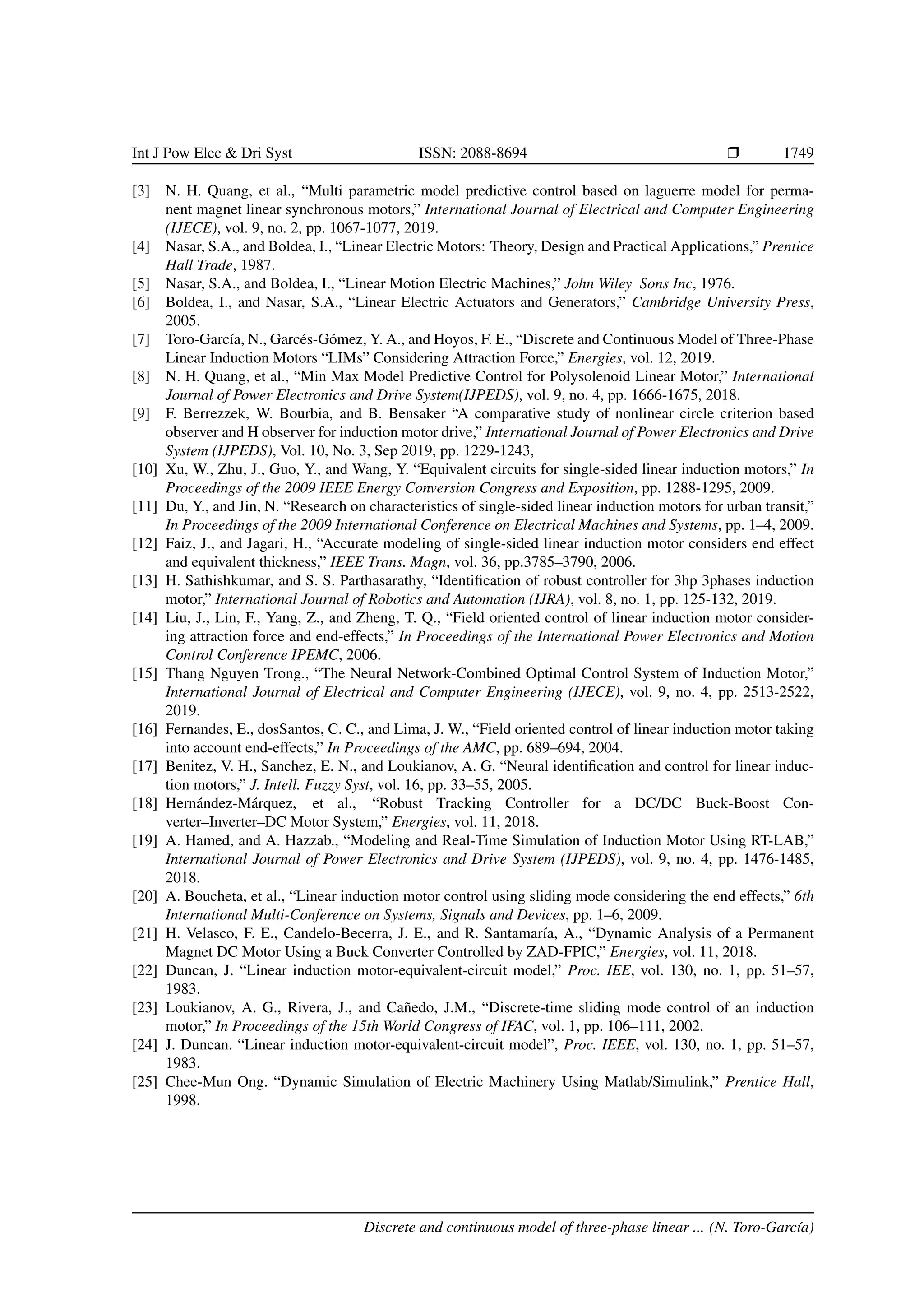 Discrete And Continuous Model Of Three Phase Linear Induction Motors