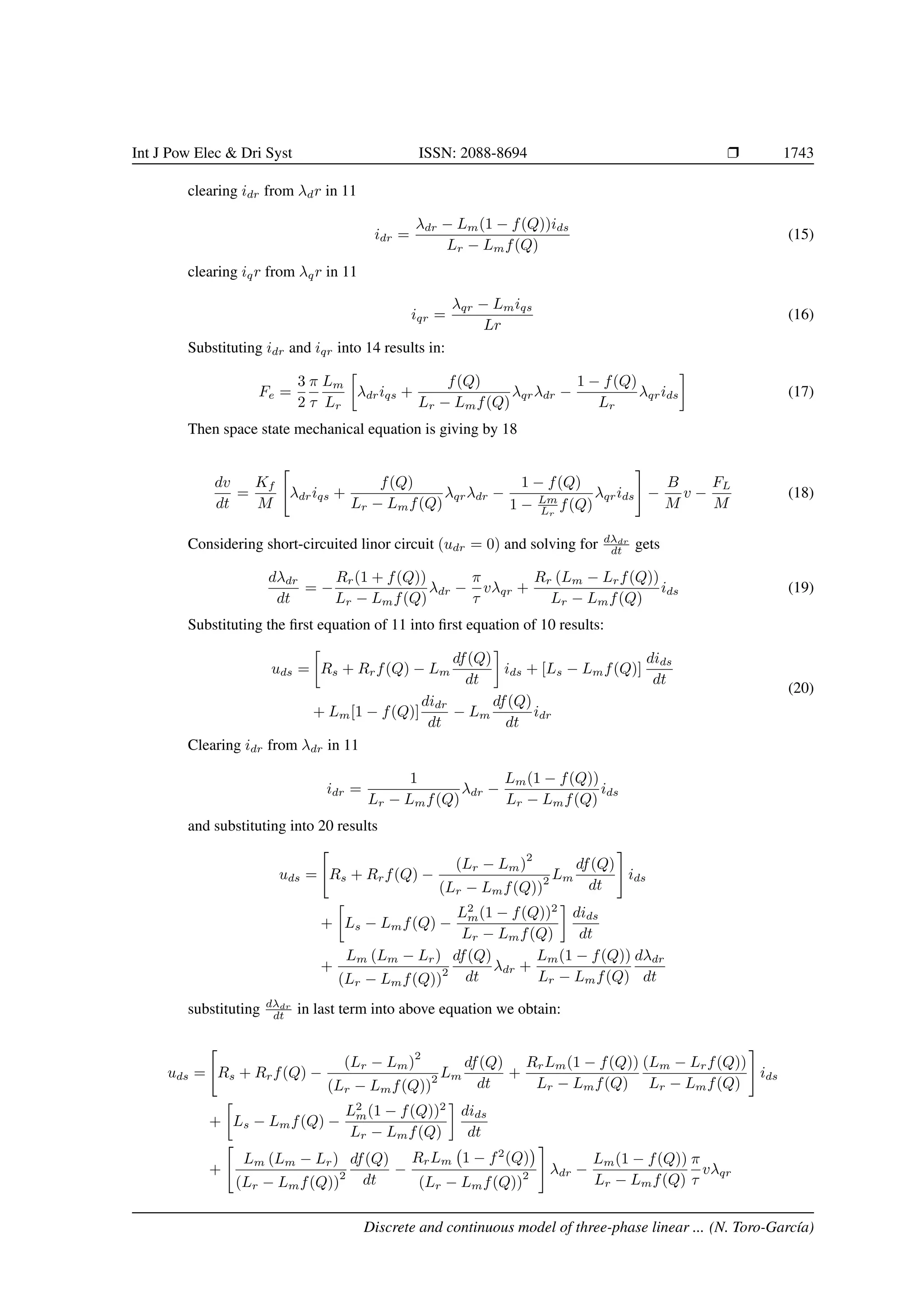 Discrete And Continuous Model Of Three Phase Linear Induction Motors