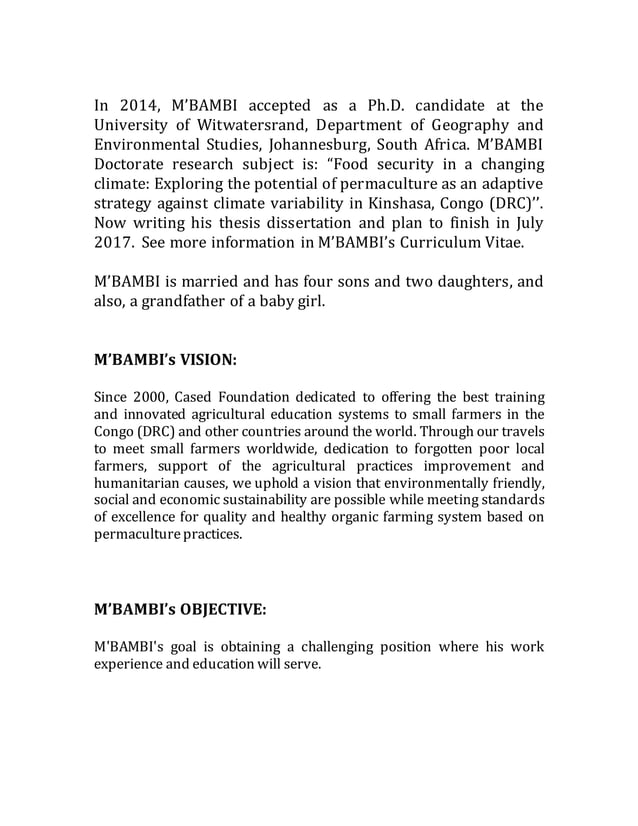 Backup of M'BAMBI Biography.docx.. | PDF