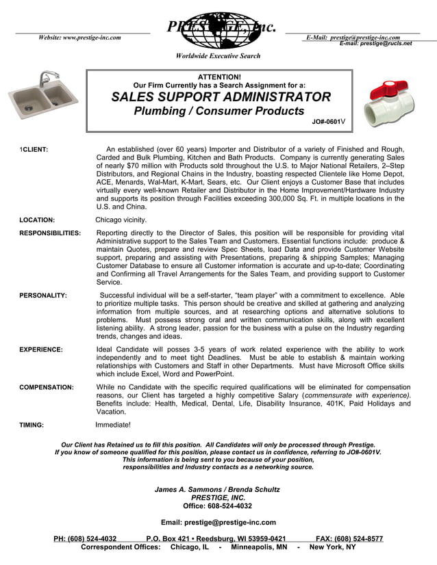 0601V - Sales Support Administrator | PDF