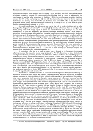 A review of building integrated photovoltaic: case study of tropical ...