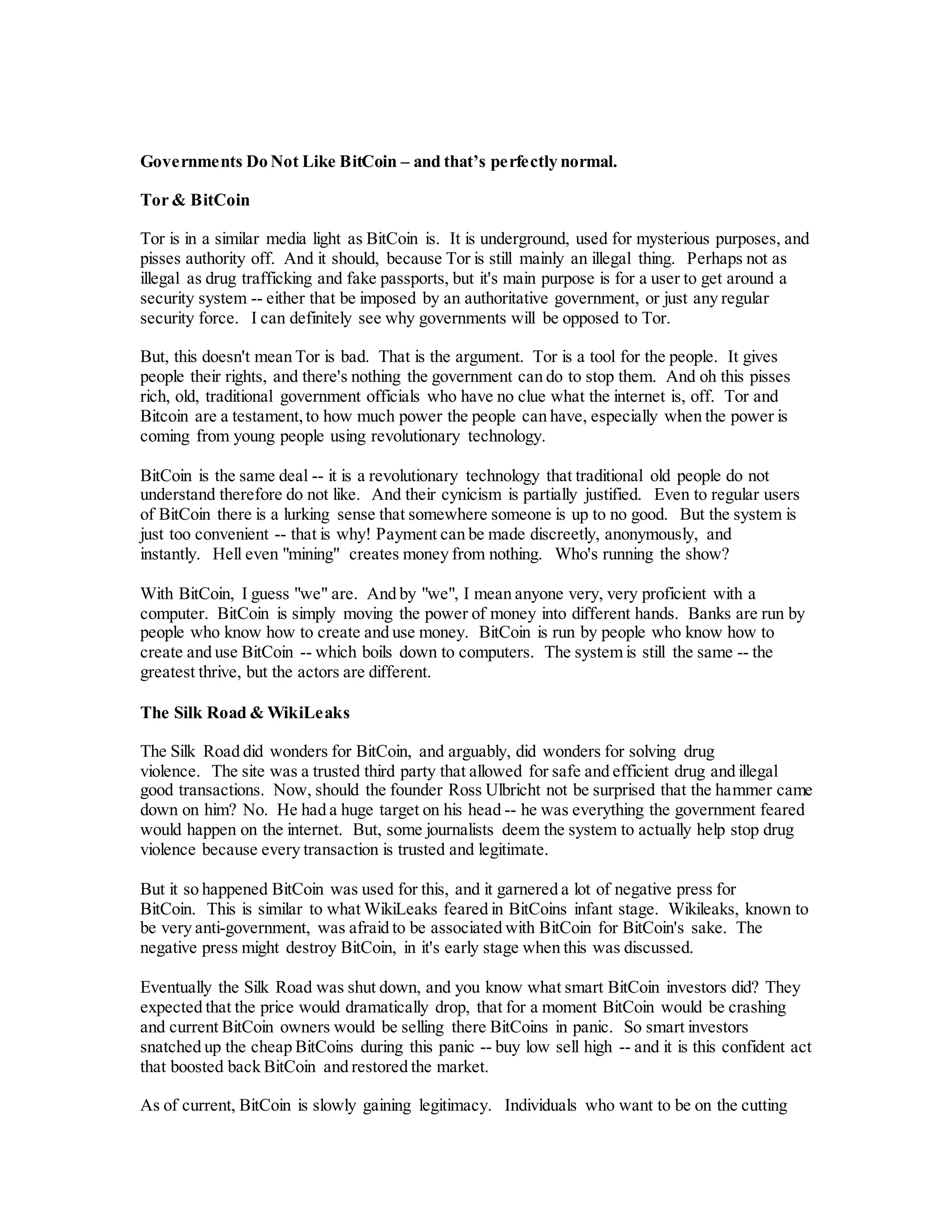 Tor and BitCoin | PDF