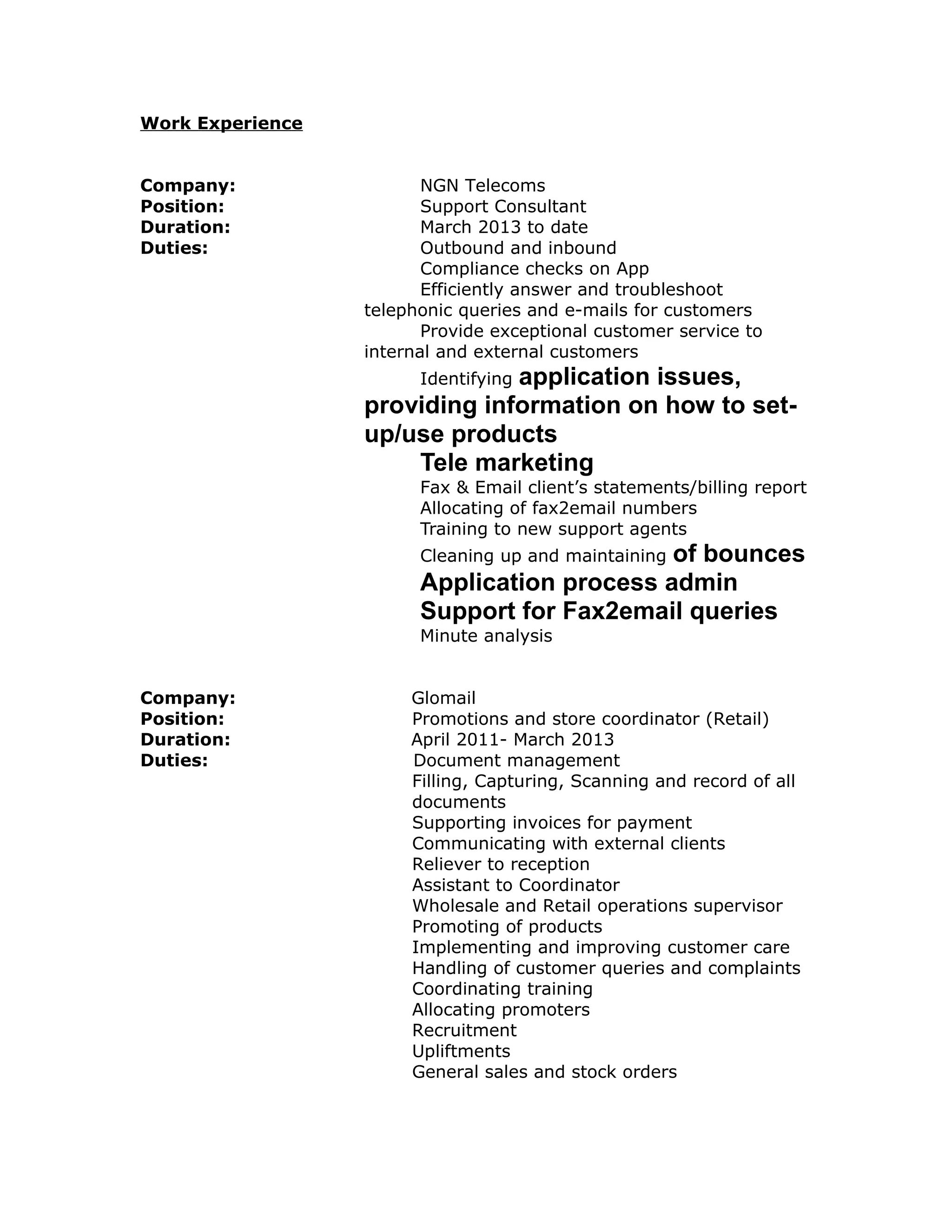 CIRRICULUM VITAE Colina Masango - updated | DOC