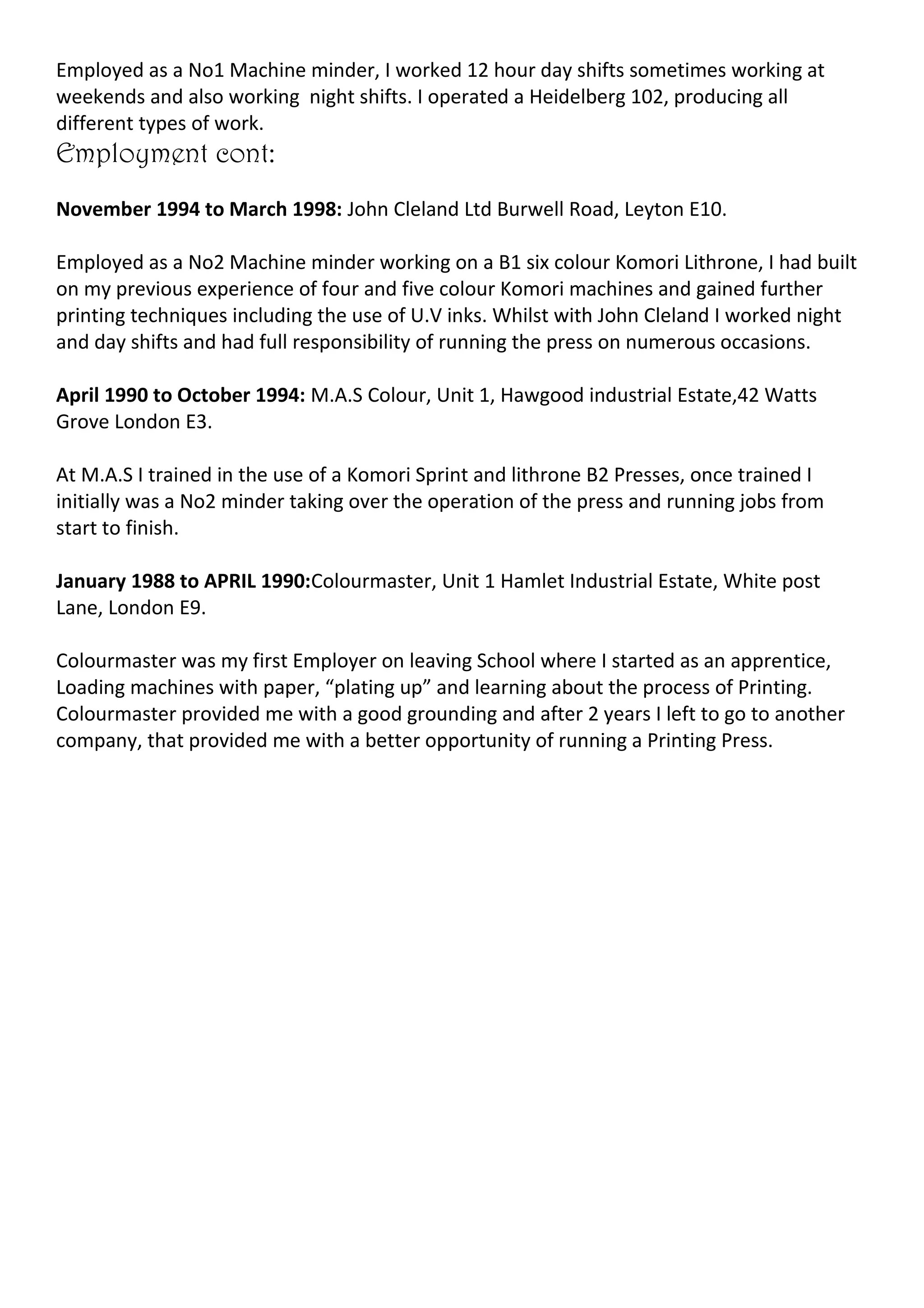 Colin Alan Stedman | ODT | Arts and Crafts | Hobbies & Interests