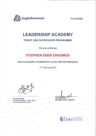 Stephen Training Certificates | PDF