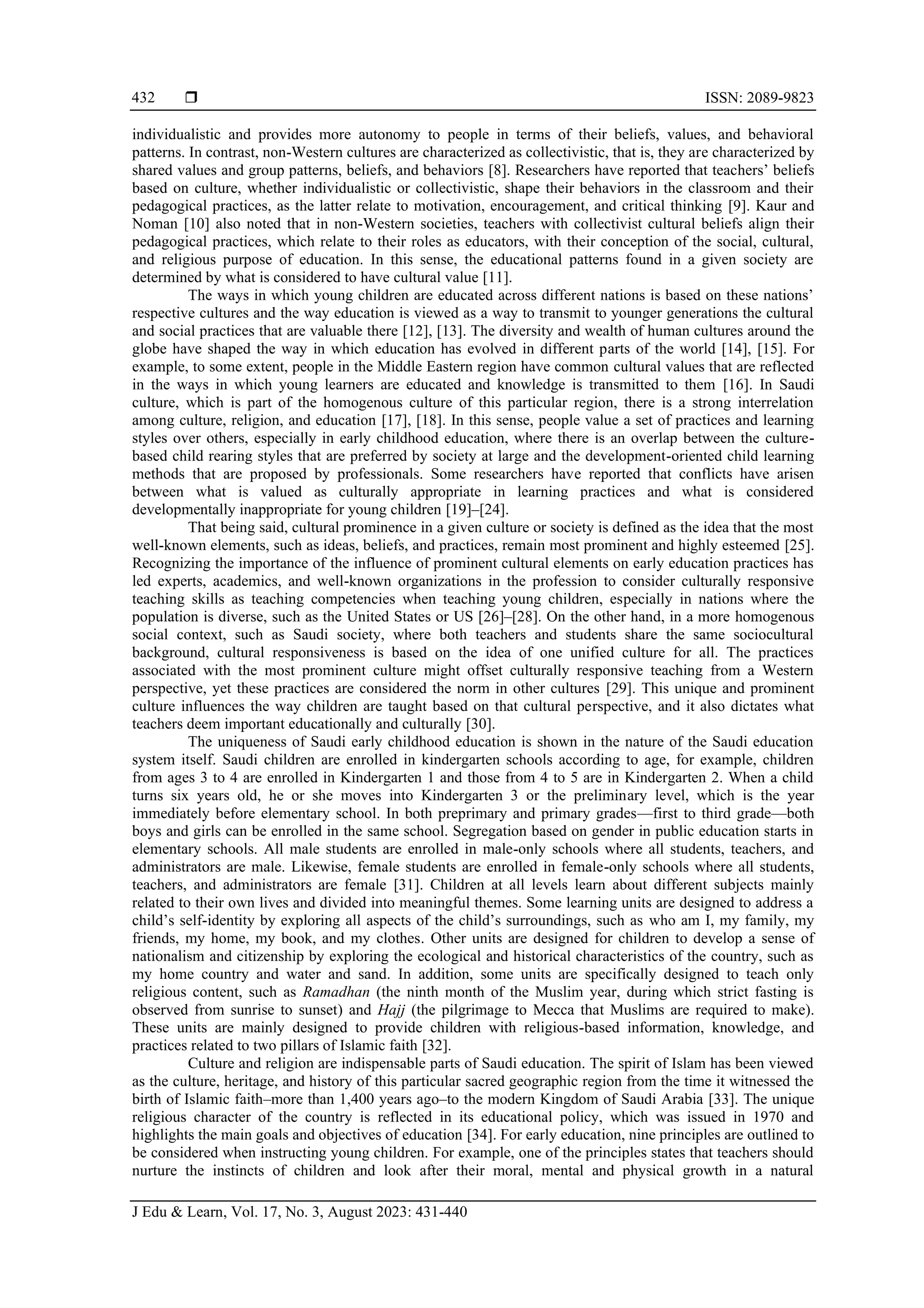 Culture in early childhood education: Insights into Saudi preschool ...