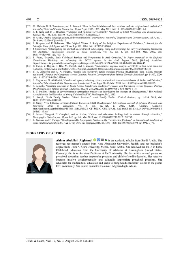 Culture in early childhood education: Insights into Saudi preschool ...