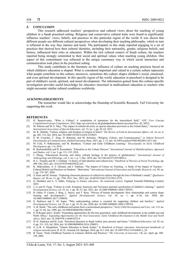 Culture in early childhood education: Insights into Saudi preschool ...