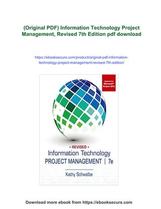 (Original PDF) Information Technology Project Management, Revised 7th ...