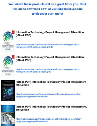(Original PDF) Information Technology Project Management, Revised 7th ...