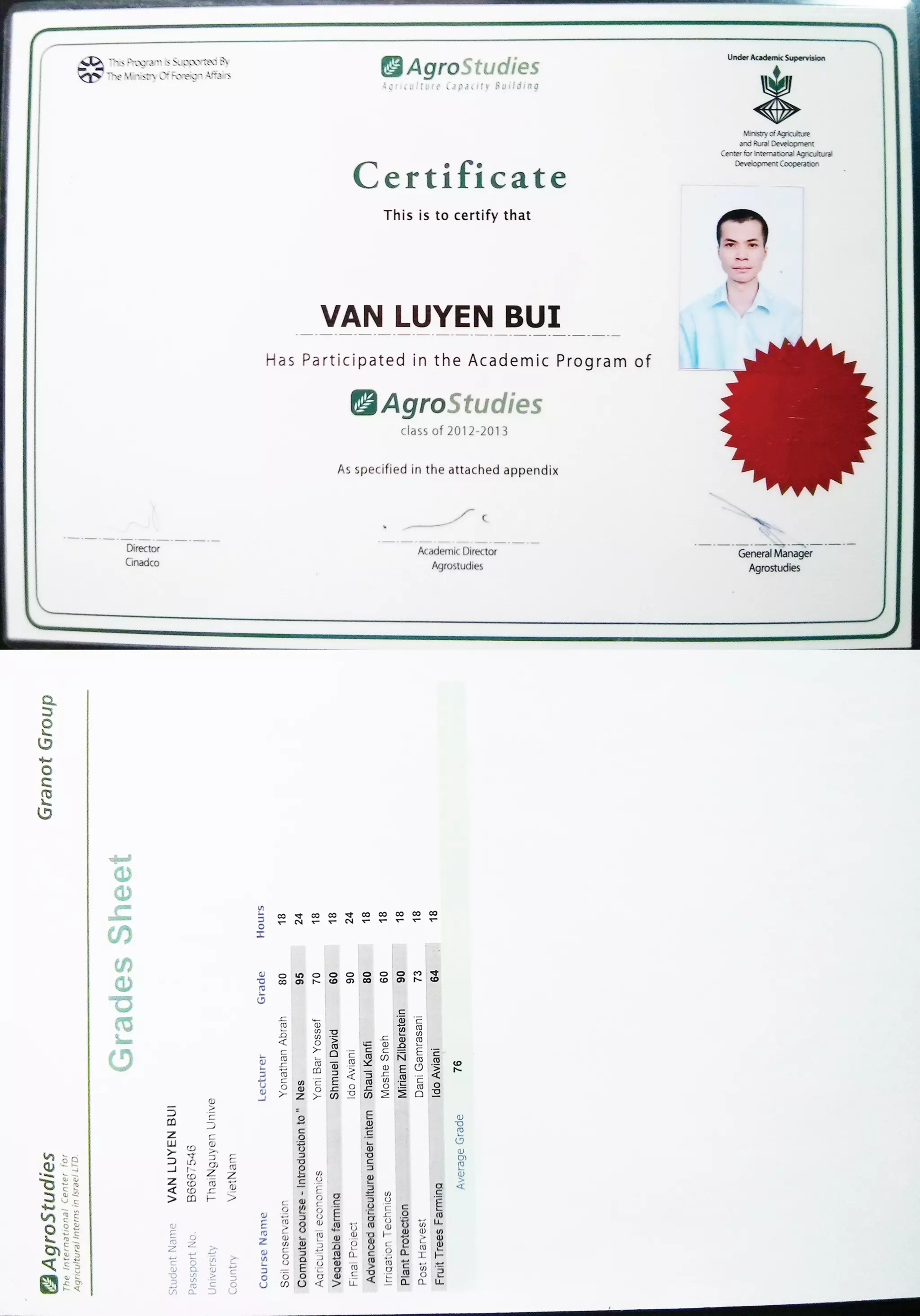 Copy of Agriculture Certificate | PDF