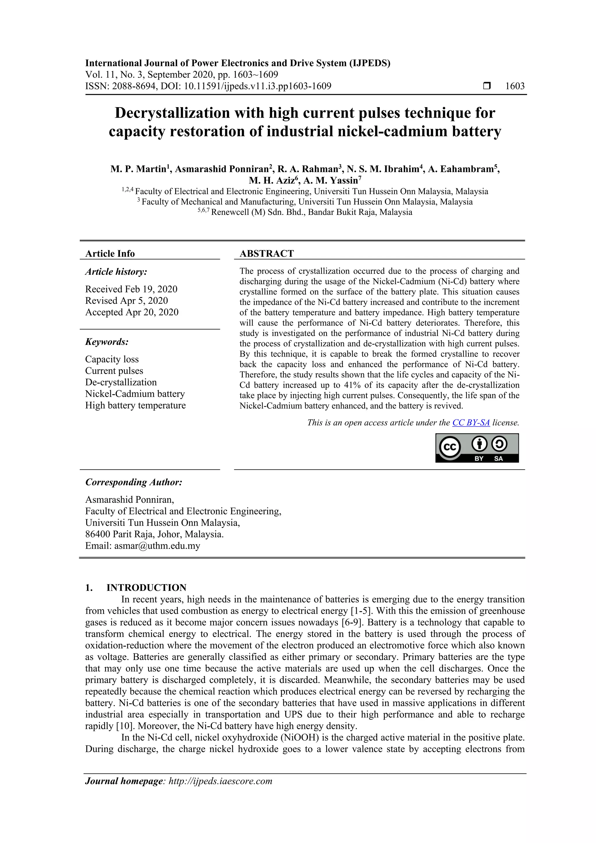 Decrystallization with high current pulses technique for capacity ...