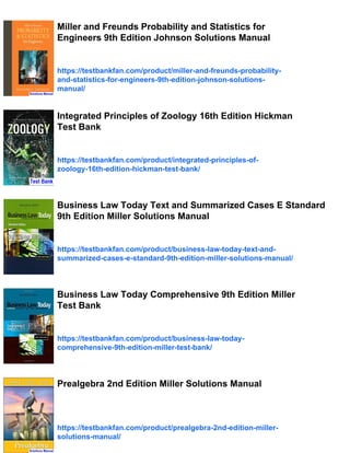 Zoology 9th Edition Miller Solutions Manual | PDF