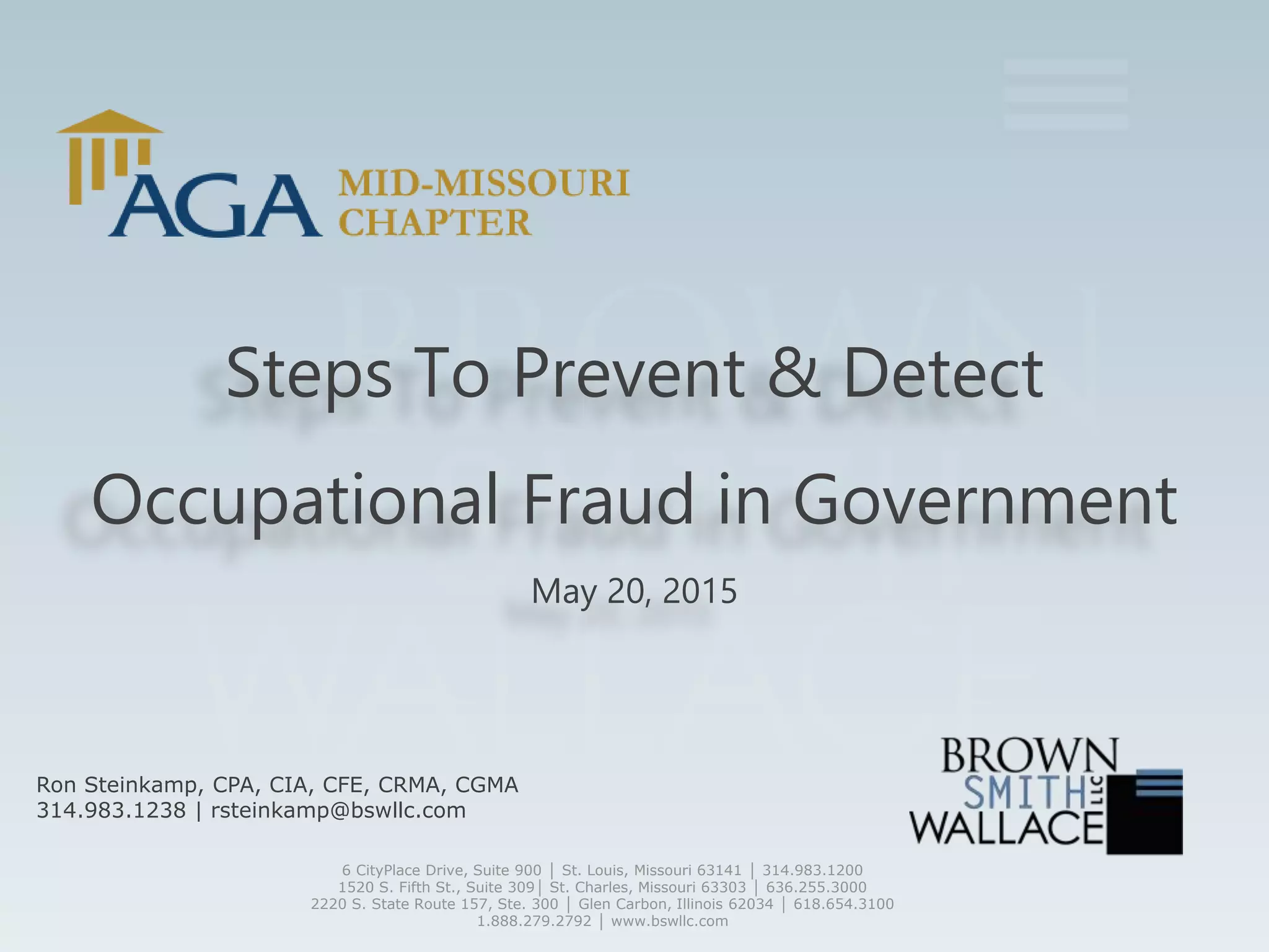 Steps to Prevent Detect Occupational Fraud in Government (Final) | PPT