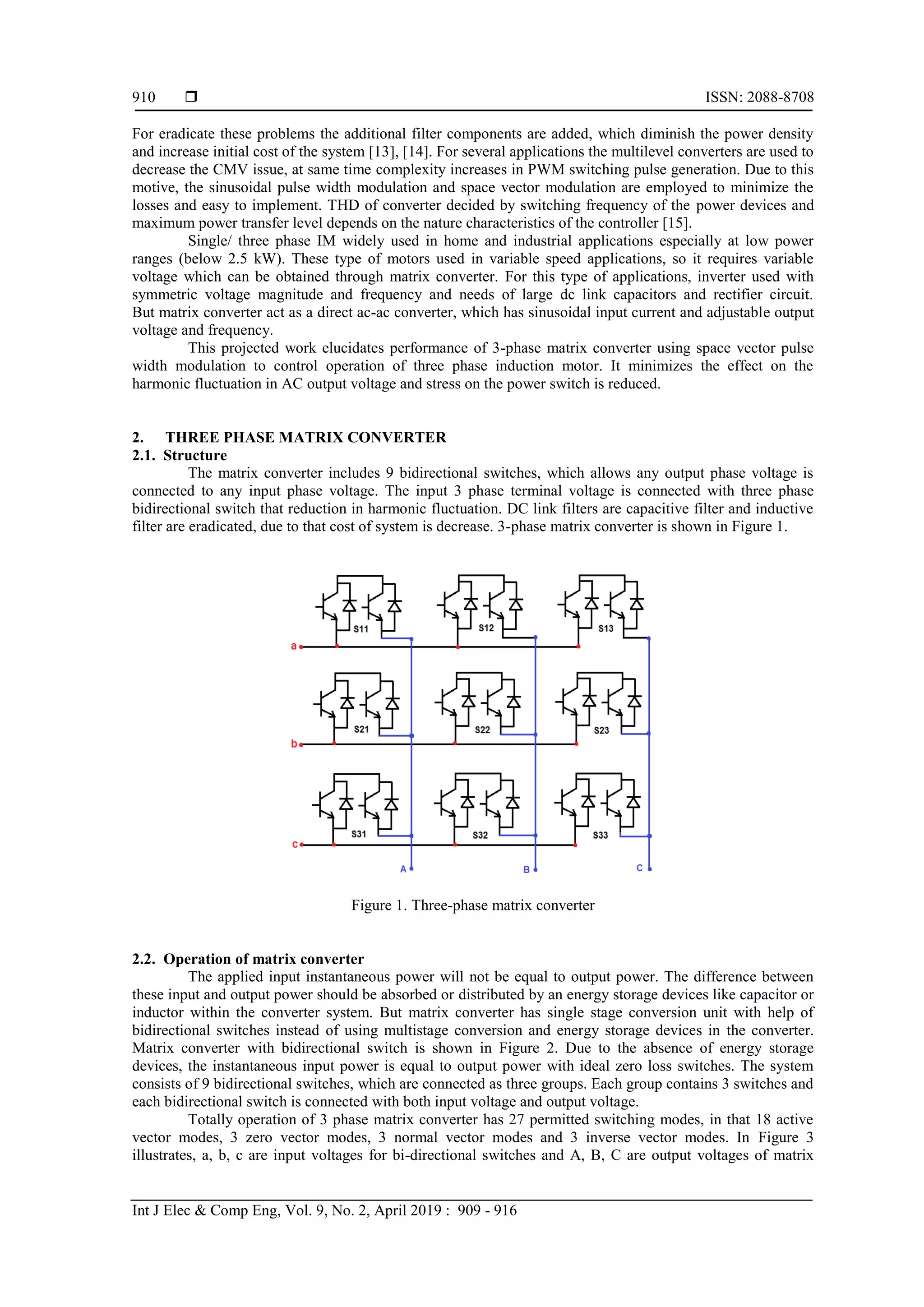 Simulation of 3-phase matrix converter using space vector modulation | PDF