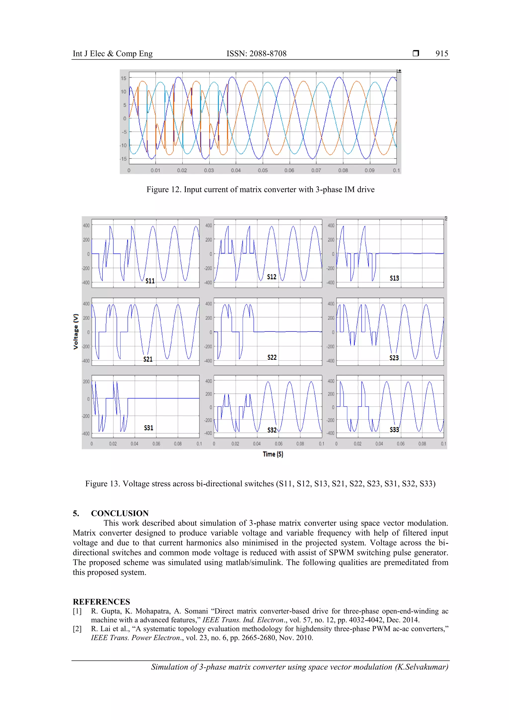 Simulation of 3-phase matrix converter using space vector modulation | PDF