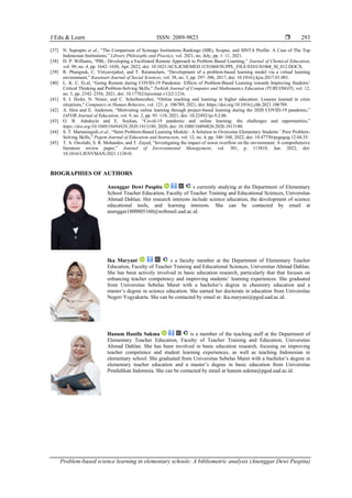 Problem-based science learning in elementary schools: A bibliometric ...