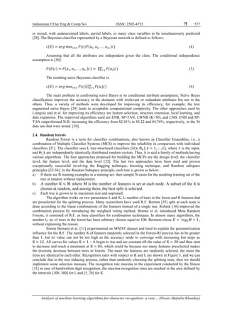 Analysis of machine learning algorithms for character recognition: a case study on handwritten ...