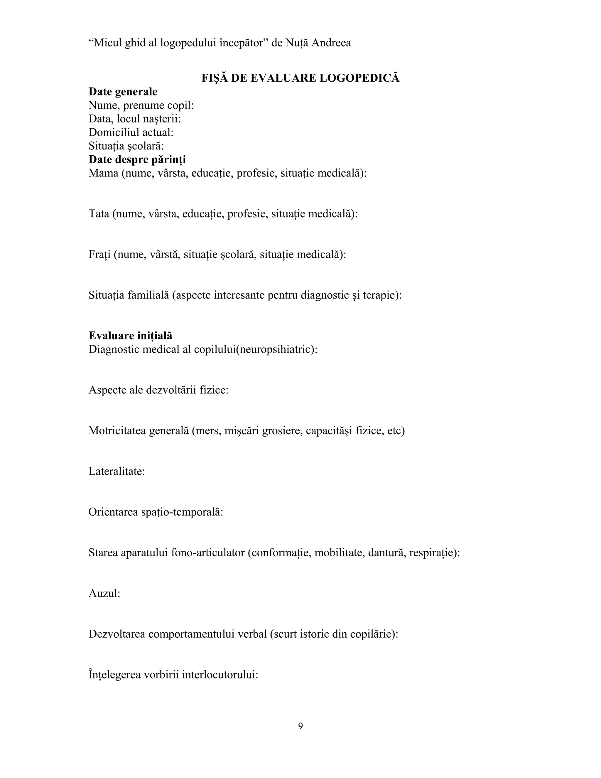 Micul ghid al logopedului incepator | PDF