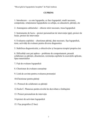 Micul ghid al logopedului incepator | PDF